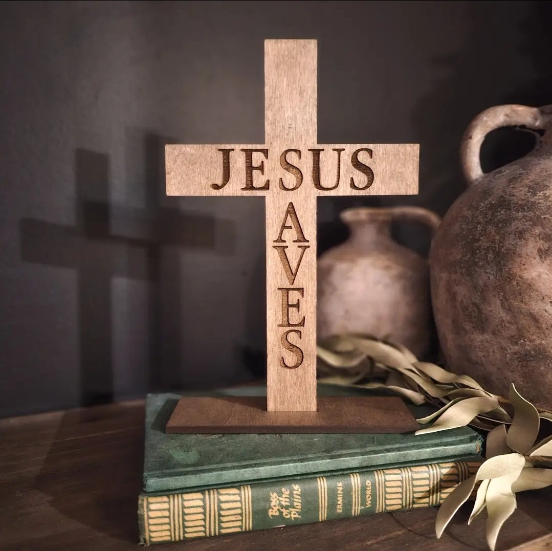 Jesus Saves Cross Decor Christian Sign | Dynamites Vintage
